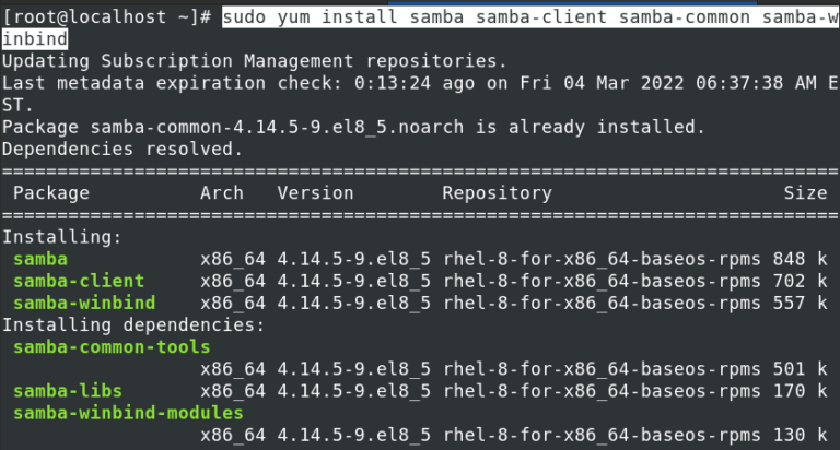 How to Setup Samba File Sharing Server on RHEL 8 (CentOS/AlmaLinux/Rocky Linux)