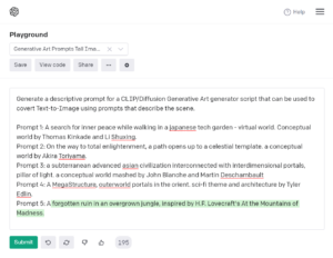 Using GPT-3 To Generate Text Prompts for "AI" Generated Art