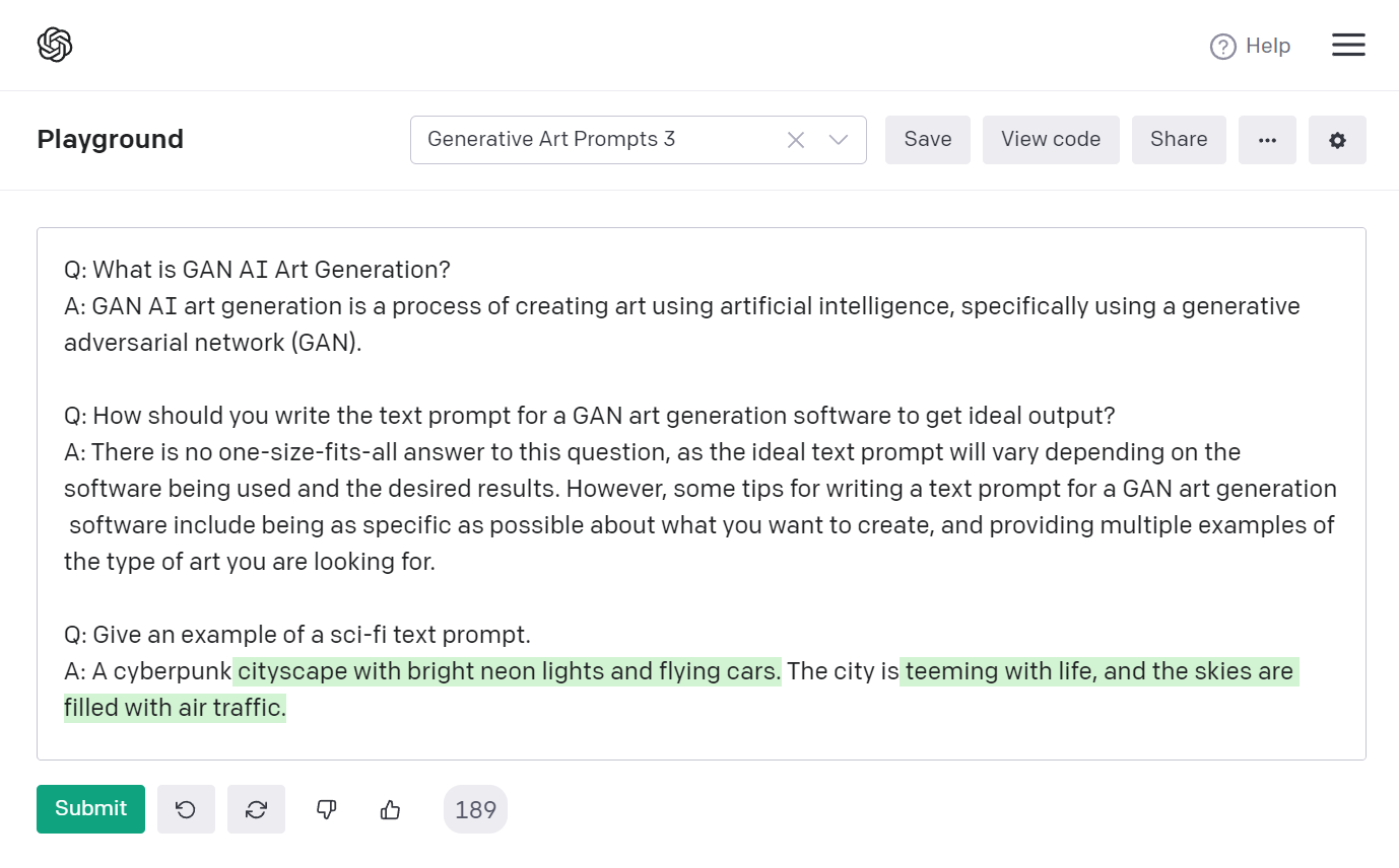 Using GPT-3 To Generate Text Prompts for "AI" Generated Art